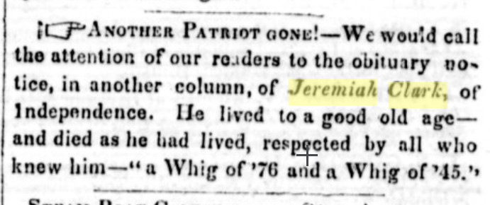 Clark Family Legacy Project | Jeremiah Clark Chapter SAR